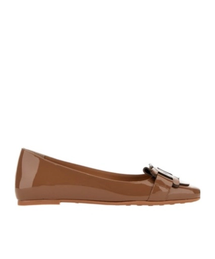 TOD'S Logo Engraved Ballerinas - Biscotto