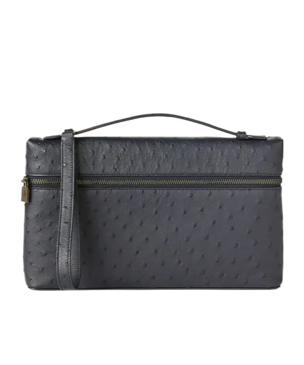 Loro Piana Zippered Handbag - Navy Blue/agate