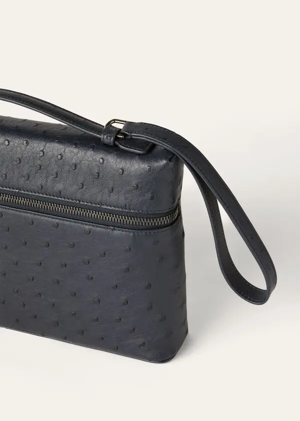 Loro Piana Zippered Handbag - Navy Blue/agate