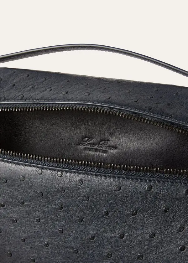 Loro Piana Zippered Handbag - Navy Blue/agate