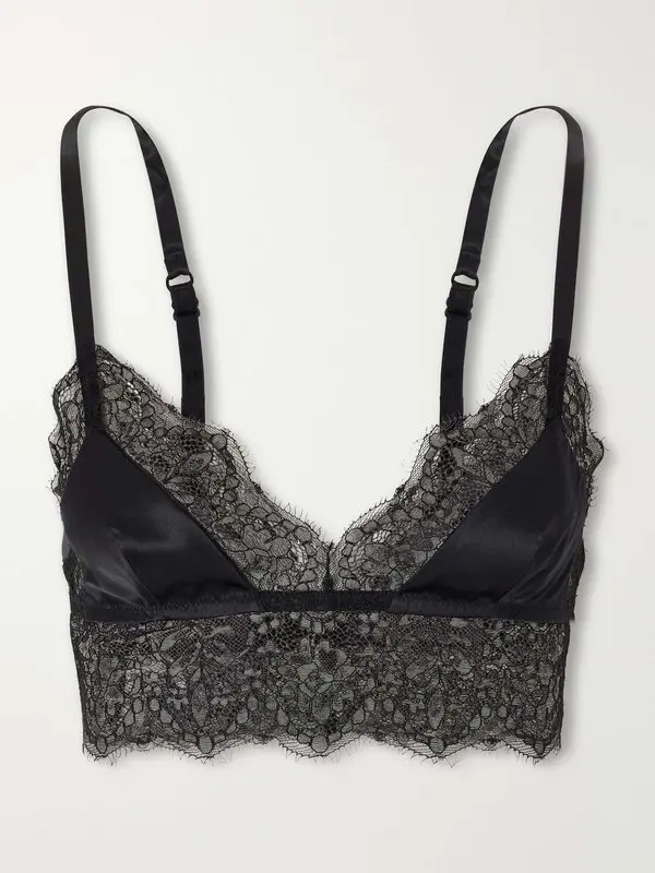 Dolce & Gabbana Lace-trimmed Silk-blend Satin Bra