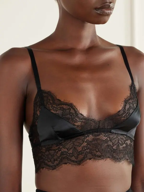 Dolce & Gabbana Lace-trimmed Silk-blend Satin Bra