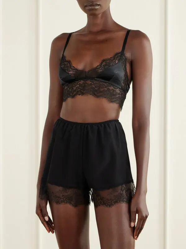 Dolce & Gabbana Lace-trimmed Silk-blend Satin Bra