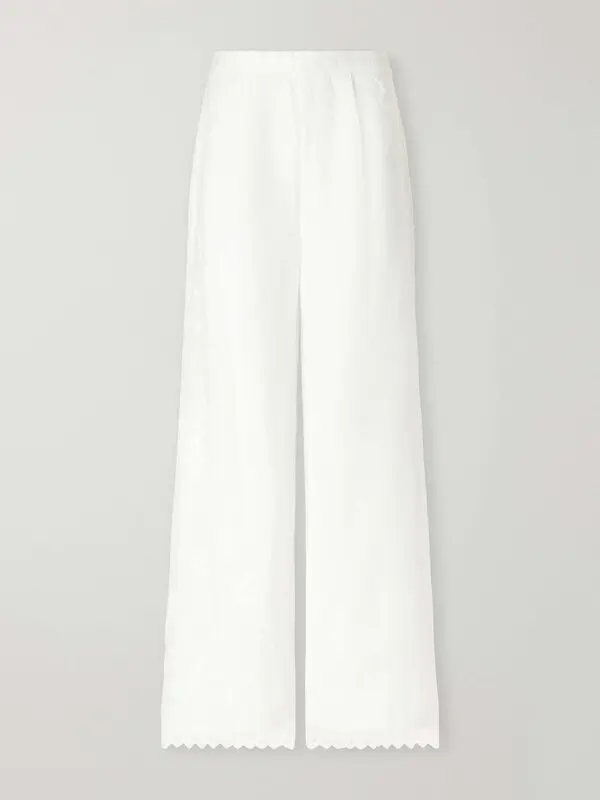 ERES Albatre Embroidered Linen Straight-leg Pants
