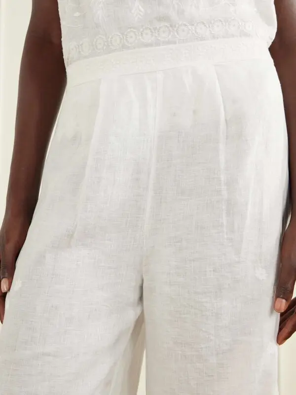 ERES Albatre Embroidered Linen Straight-leg Pants