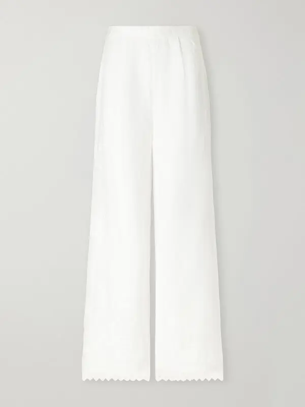 ERES Albatre Embroidered Linen Straight-leg Pants