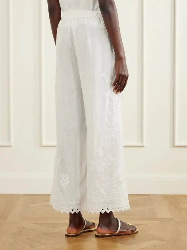 ERES Albatre Embroidered Linen Straight-leg Pants