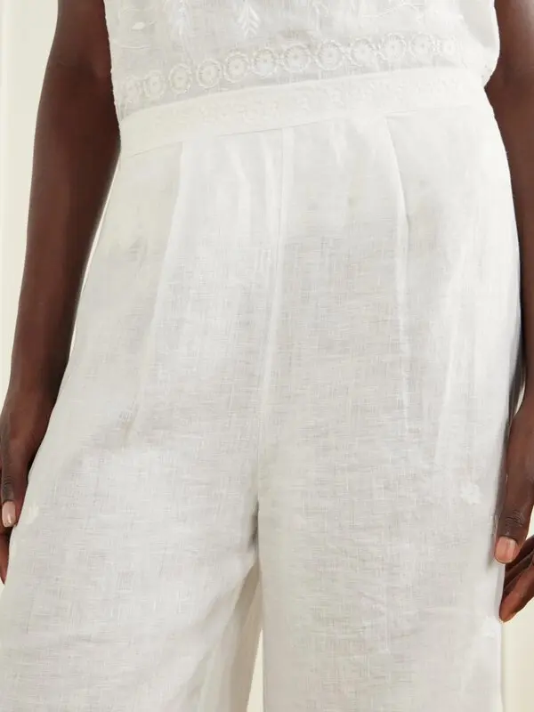 ERES Albatre Embroidered Linen Straight-leg Pants