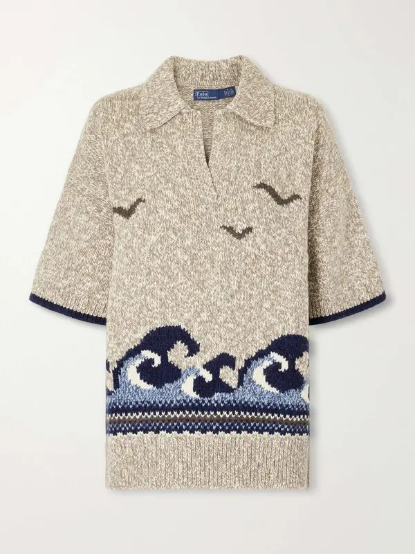 Polo Ralph Lauren Intarsia-knit Cotton And Wool-blend Sweater