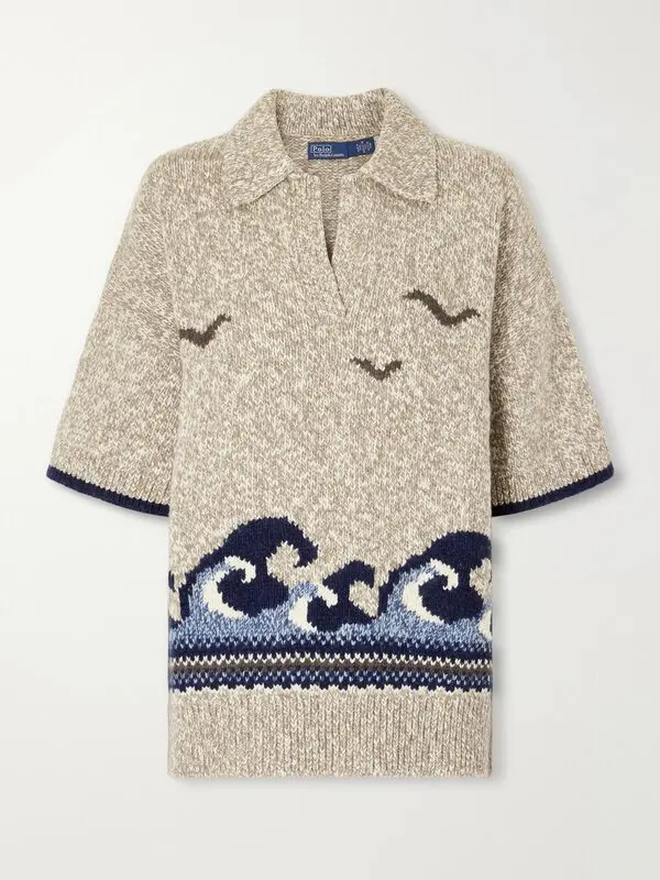 Polo Ralph Lauren Intarsia-knit Cotton And Wool-blend Sweater - Neutrals