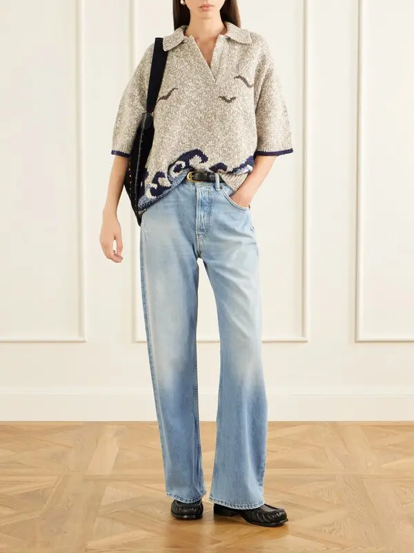 Polo Ralph Lauren Intarsia-knit Cotton And Wool-blend Sweater - Neutrals