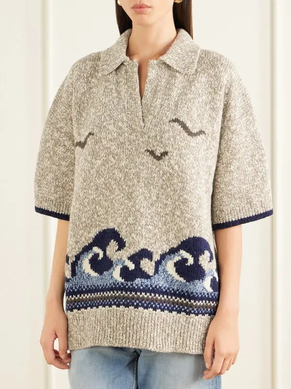 Polo Ralph Lauren Intarsia-knit Cotton And Wool-blend Sweater - Neutrals