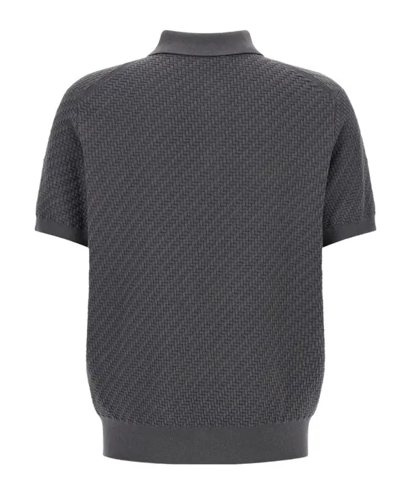 Brioni Woven Pattern Knitted Polo Shirt