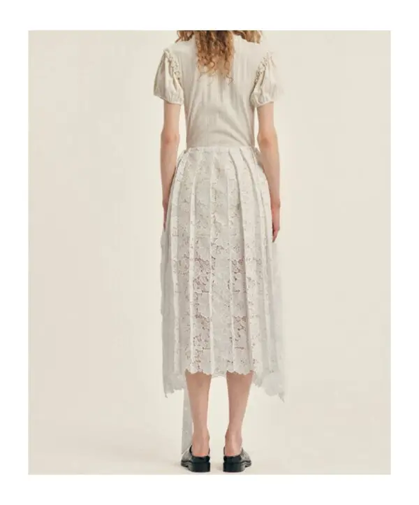 Simone Rocha Pointelle Puff Sleeve Cardigan - Off-white/pearl