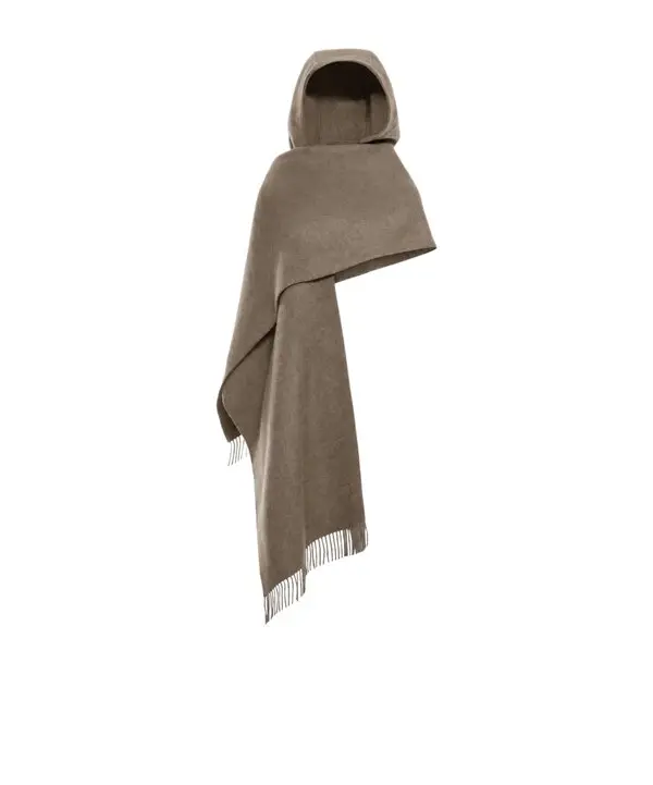 Brunello Cucinelli Hooded Fringed Scarf - Brown
