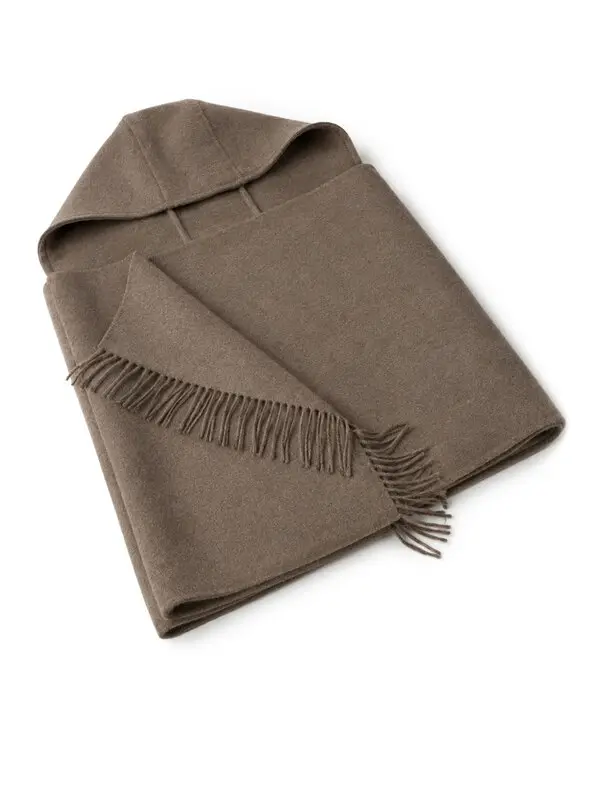 Brunello Cucinelli Hooded Fringed Scarf - Brown