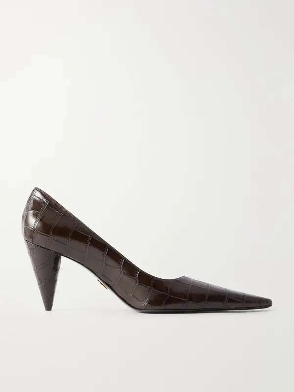Stella McCartney Pump 80 Croc-effect Vegetarian Material Pumps - Brown