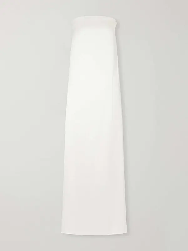 THE PARK Edith Strapless Silk-satin Maxi Dress - White