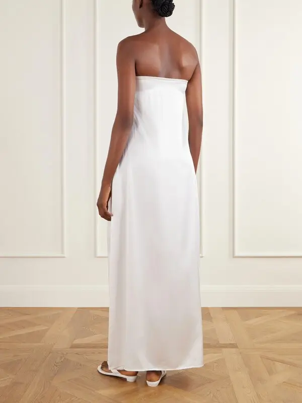 THE PARK Edith Strapless Silk-satin Maxi Dress - White