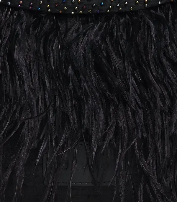 Staud Satin Feather Winslow Shoulder Bag - Black