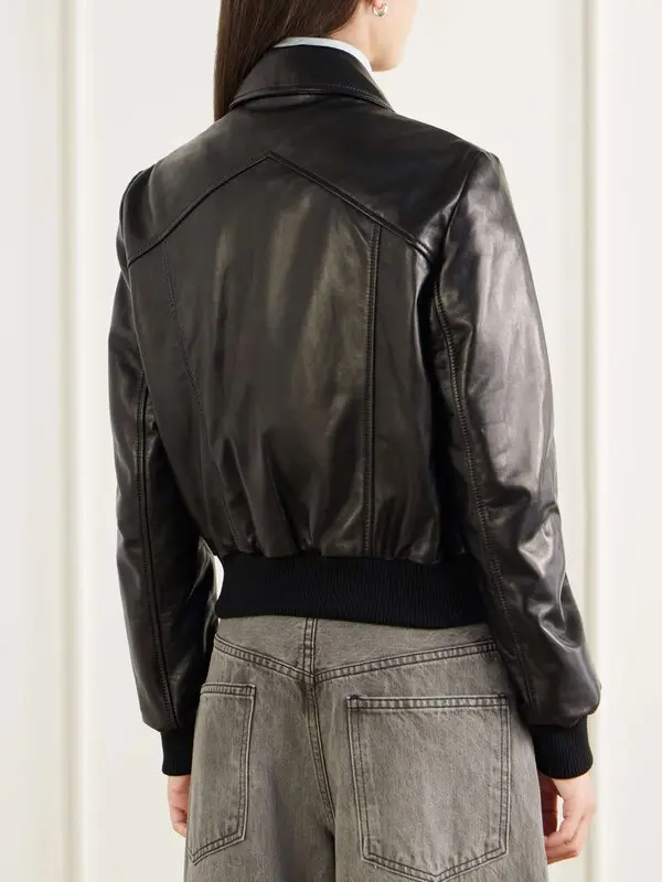 NILI LOTAN Sue Leather Jacket - Black