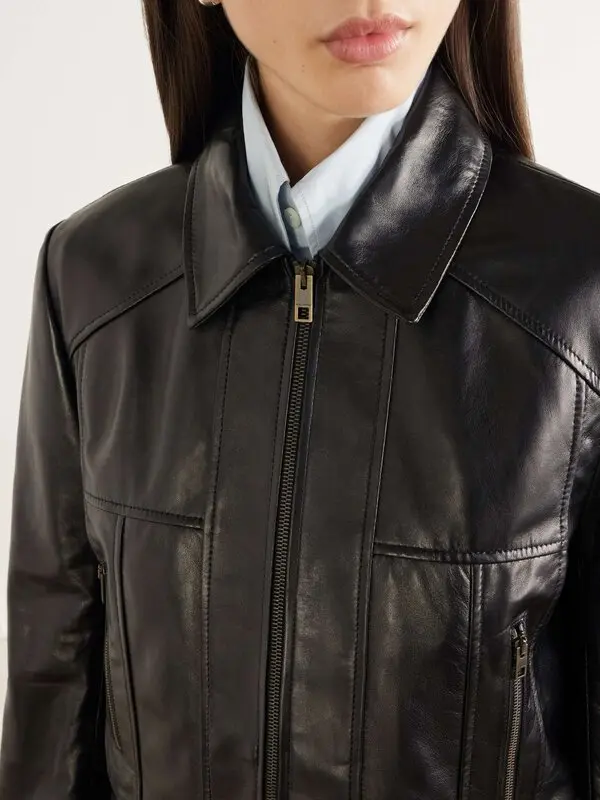 NILI LOTAN Sue Leather Jacket - Black
