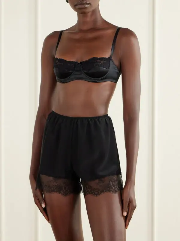 Dolce & Gabbana Lace-trimmed Silk-blend Balconette Bra