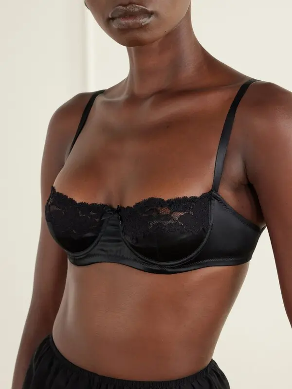 Dolce & Gabbana Lace-trimmed Silk-blend Balconette Bra