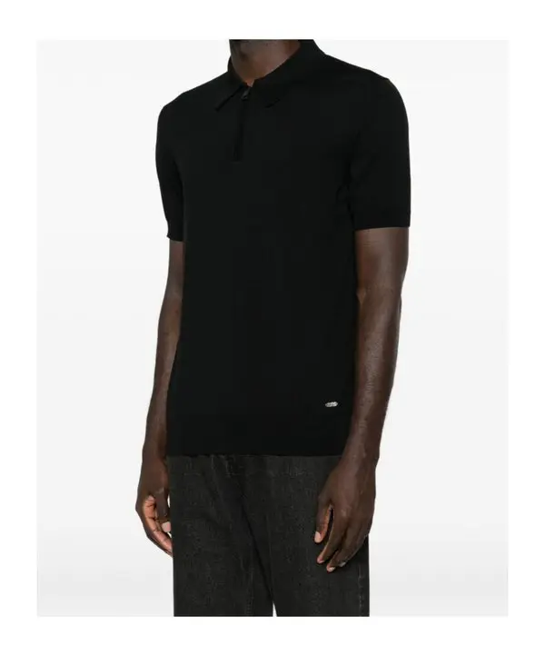 Brioni Wool Polo Shirt - Black