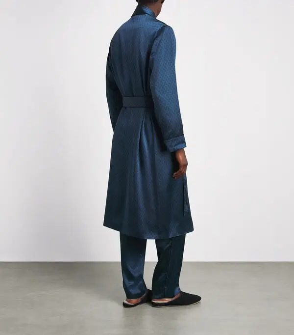 Olivia Von Halle Silk Twill Geometric Mescal Robe
