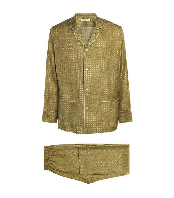 Olivia Von Halle Silk Twill Polka Dot Laurent Pyjama Set