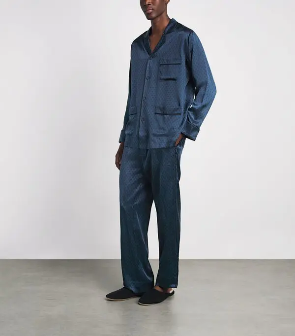 Olivia Von Halle Silk Twill Geometric Laurent Pyjama Set