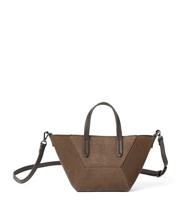Brunello Cucinelli Mini Suede Bc Duo Tote Bag - Brown