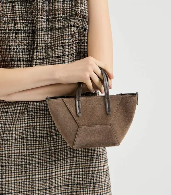 Brunello Cucinelli Mini Suede Bc Duo Tote Bag - Brown