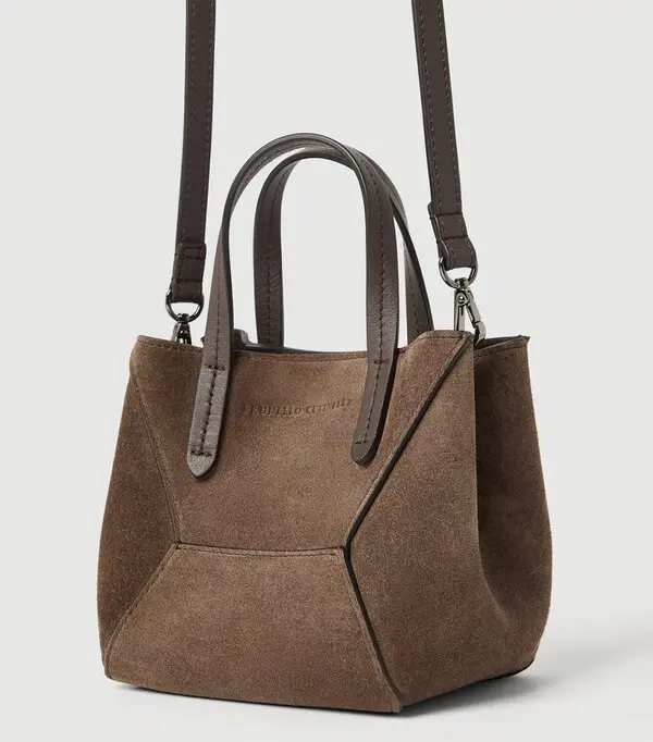 Brunello Cucinelli Mini Suede Bc Duo Tote Bag - Brown