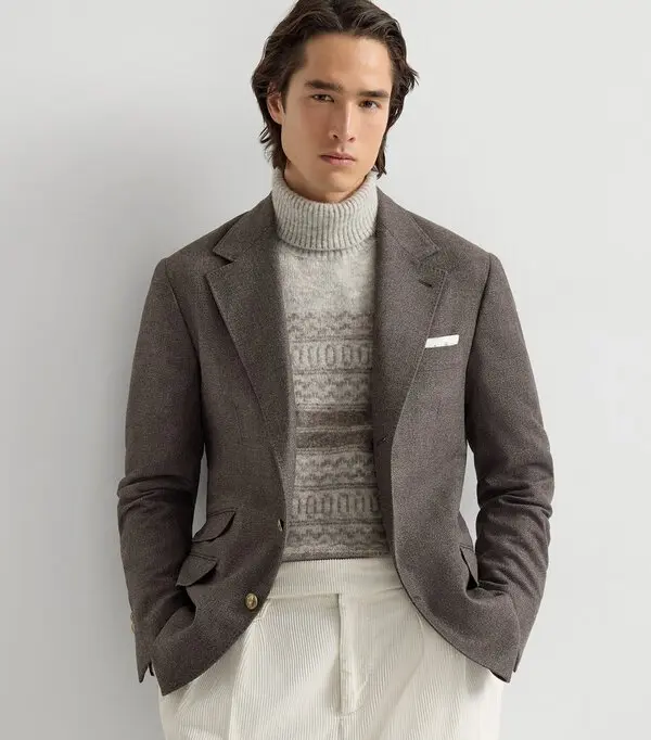 Brunello Cucinelli Virgin Wool Deconstructed Cavallo Blazer