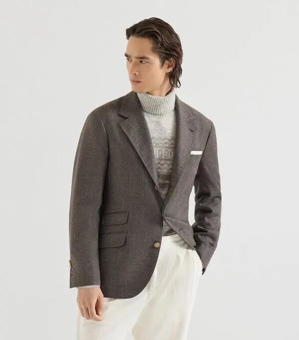 Brunello Cucinelli Virgin Wool Deconstructed Cavallo Blazer