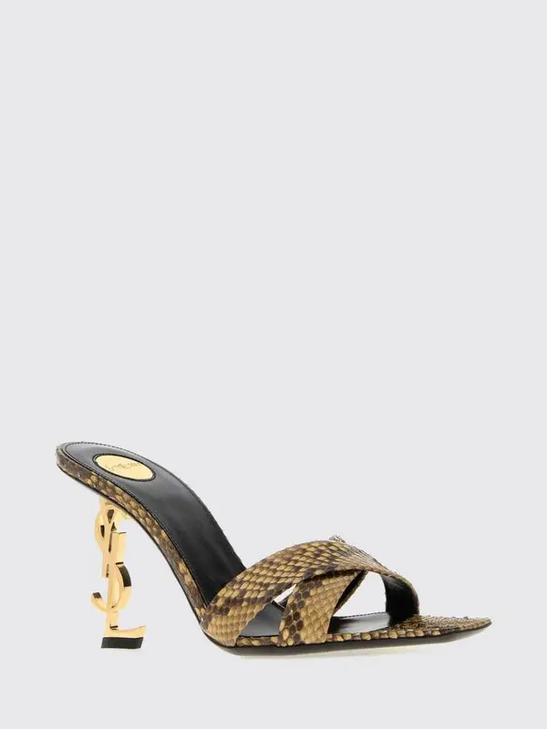 Saint Laurent Opyum Logo Heel Sandals - Brown