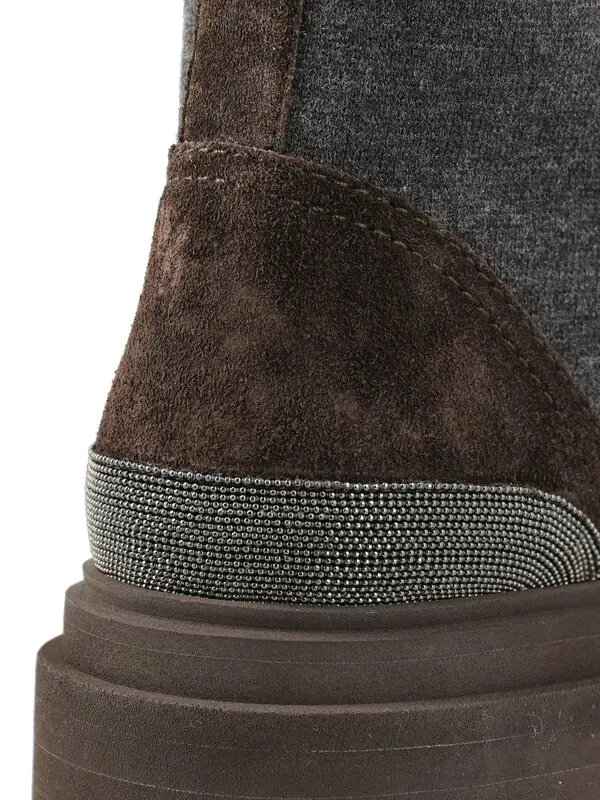 Brunello Cucinelli Monili-embellished Suede Boots - Black