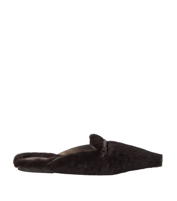 Brunello Cucinelli Shearling Flat Mules
