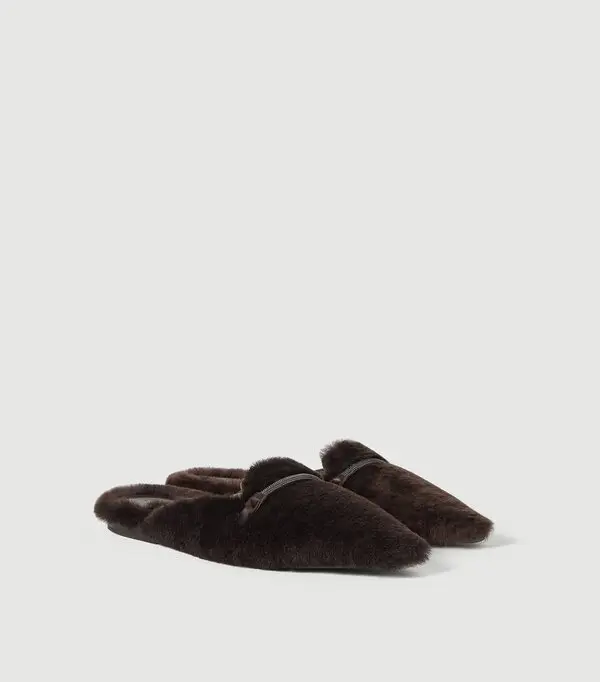 Brunello Cucinelli Shearling Flat Mules
