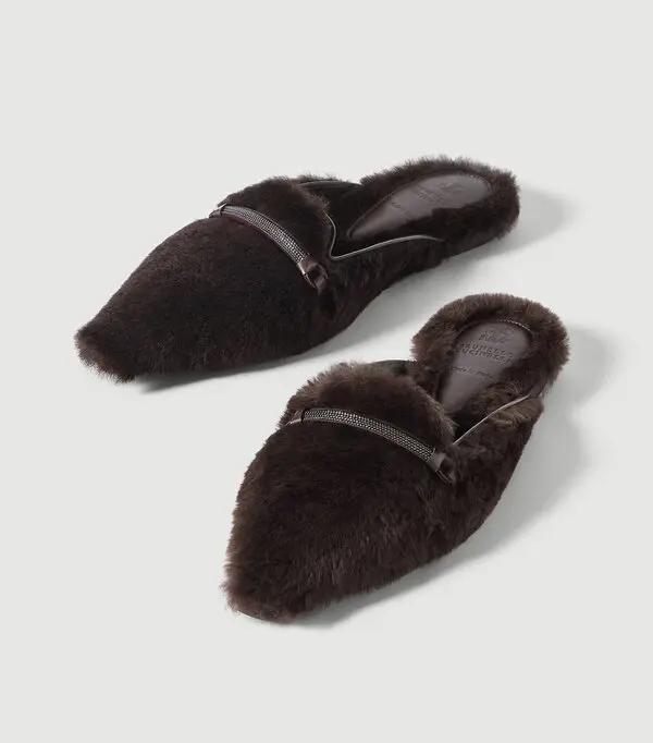 Brunello Cucinelli Shearling Flat Mules
