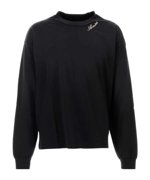Amiri Logo-embroidered Long-sleeved Cotton T-shirt - Black