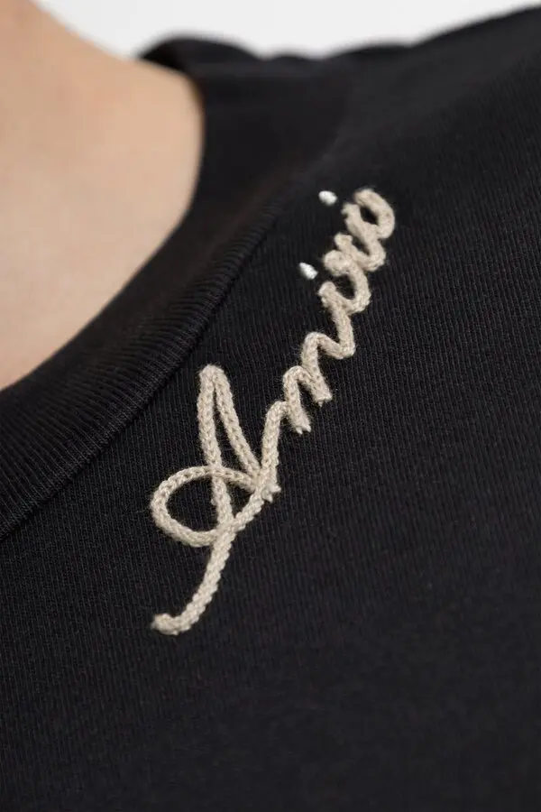 Amiri Logo-embroidered Long-sleeved Cotton T-shirt - Black