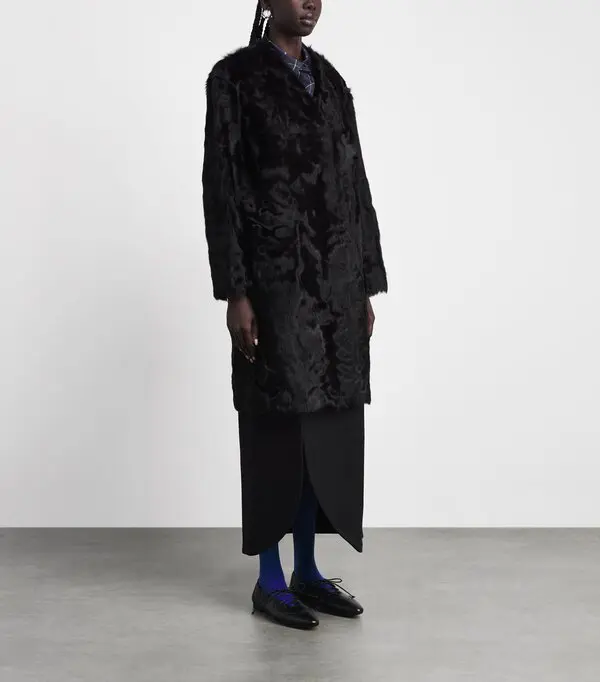 JIL SANDER Fur V-neck Coat
