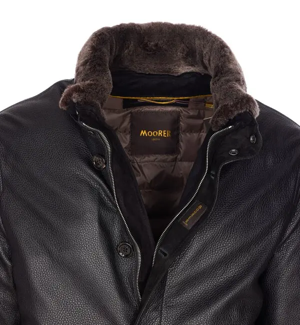 MOORER Cleros P1 Leather Jacket - Black