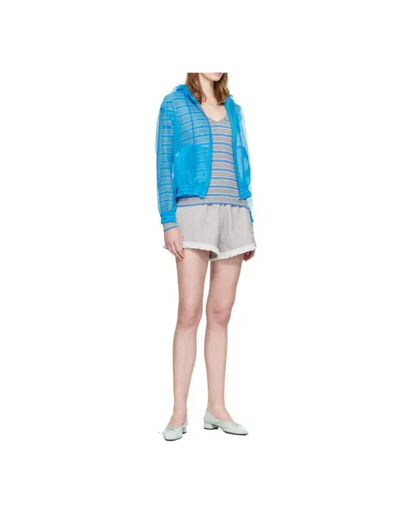GANNI Ribbed Stripe V-neck Knitted Top