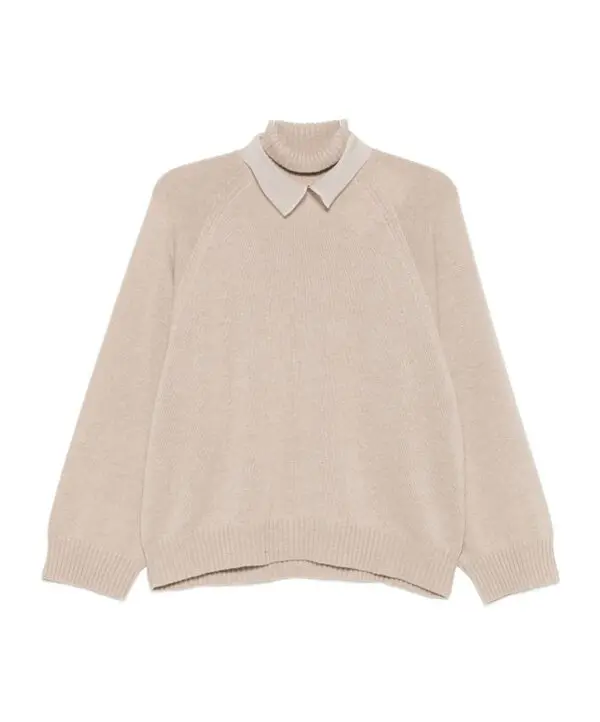 Brunello Cucinelli High Neck Knitted Jumper - Light Brown