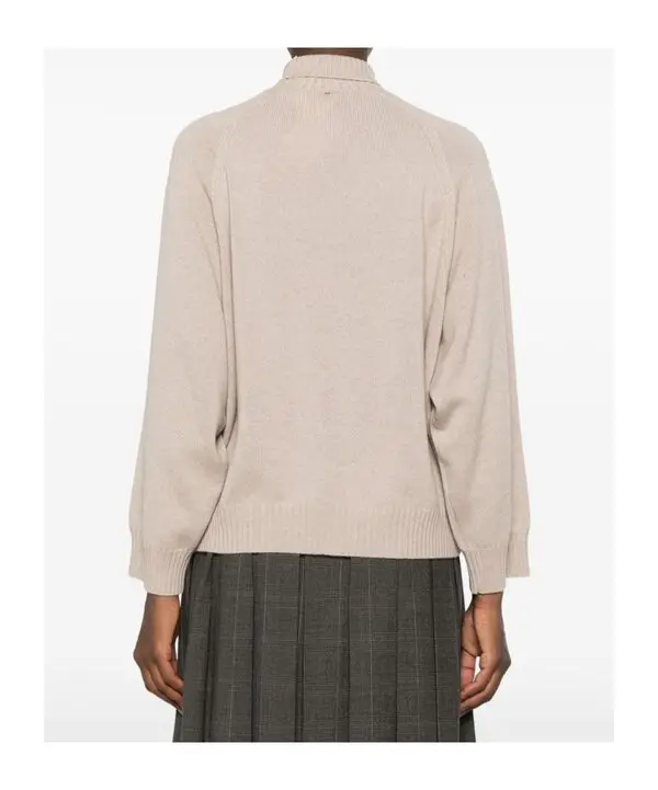 Brunello Cucinelli High Neck Knitted Jumper - Light Brown