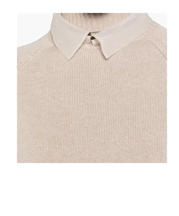Brunello Cucinelli High Neck Knitted Jumper - Light Brown